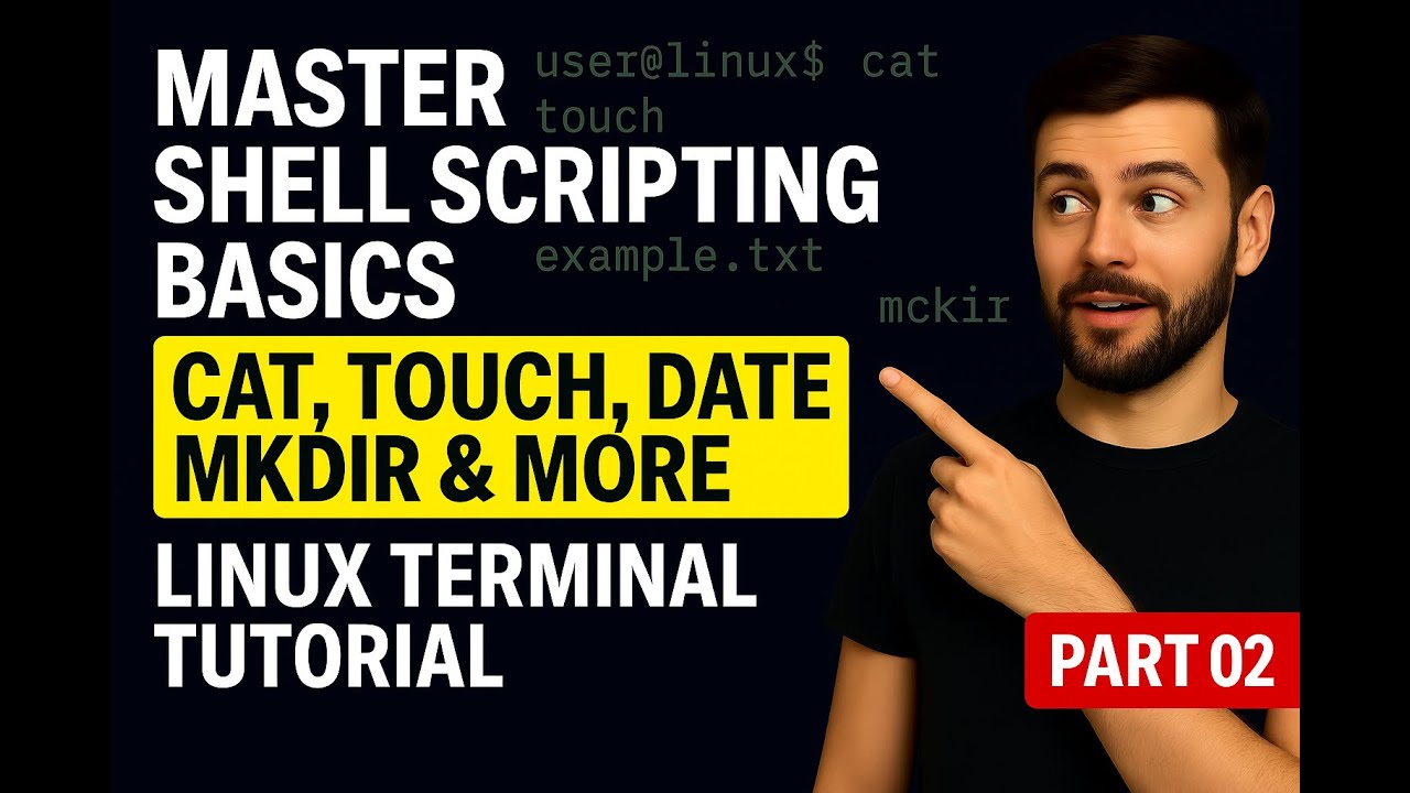 Master Shell Scripting Basics: CAT, TOUCH, DATE, MKDIR| shell scripting tutorial