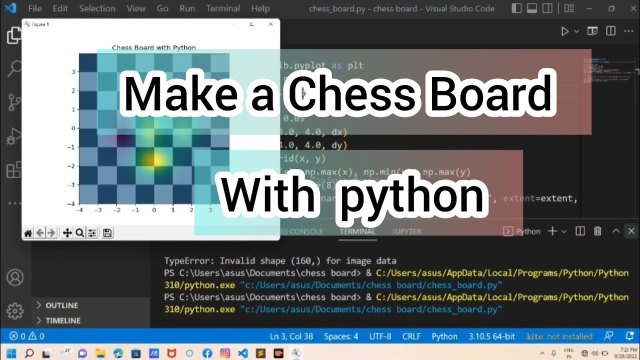 How To make Chess Board in Python ! make a Design of a Chess board In Python Step-by-step