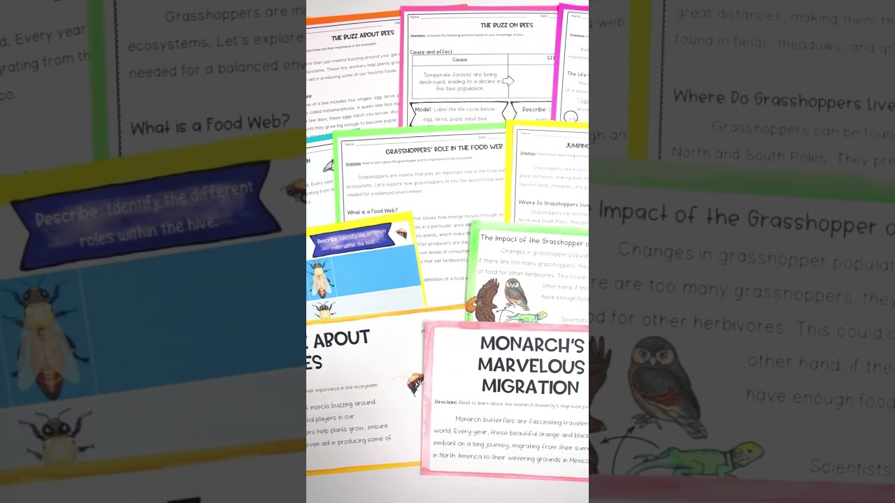 Insects Lesson NGSS | Migration, Pollination & Reading Worksheets | 5th Grade Science