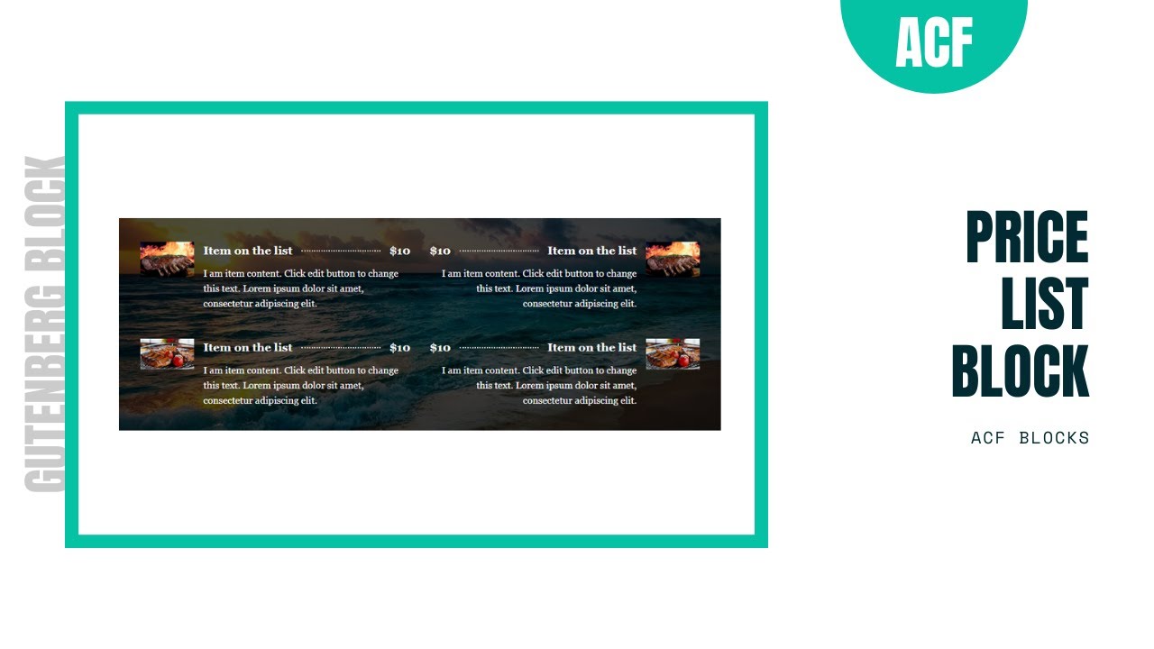 Gutenberg Price List Block | ACF Blocks
