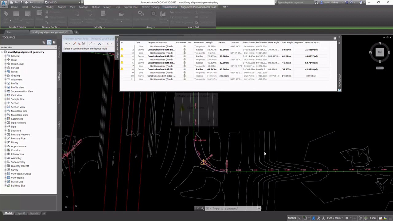 Autocad Civil 3D:- Lesson 2.3: Modifying alignment geometry