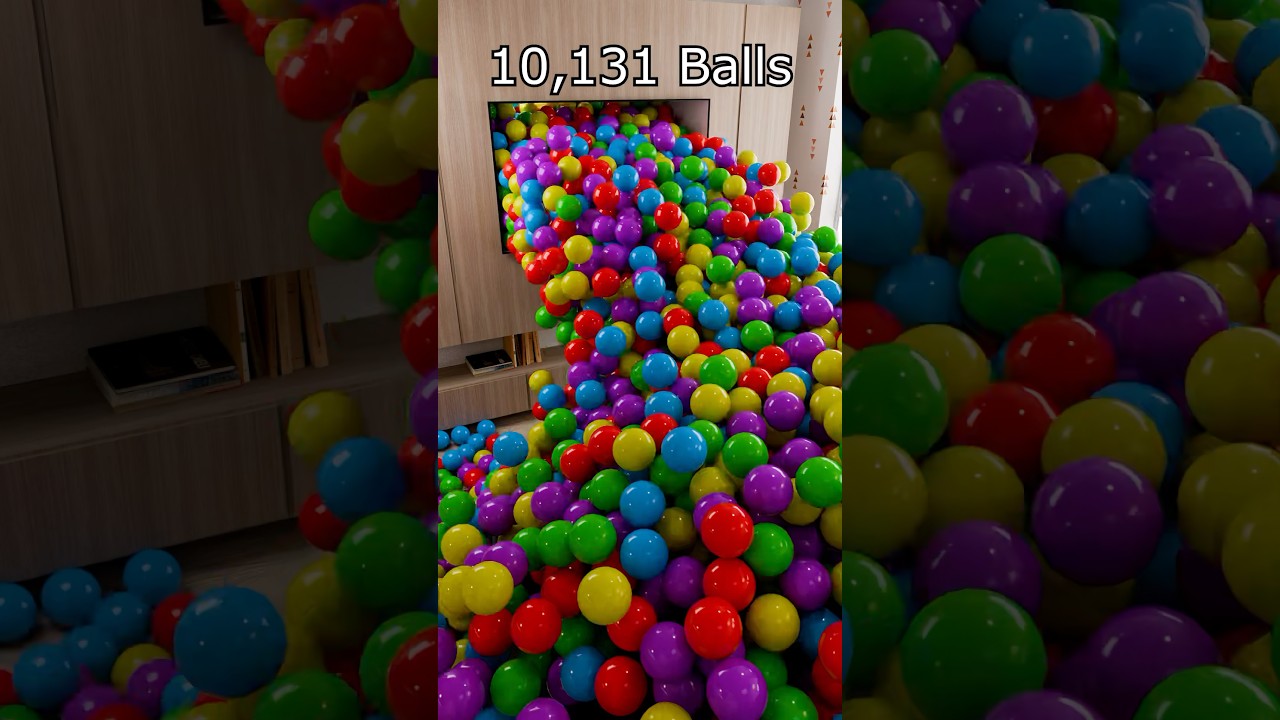 Intense blender simulation 🔥 living room filled with over 10k balls #blenderanimation #blender3d