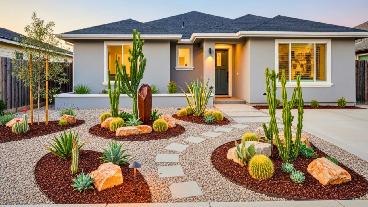 Xeriscape Front Yard Ideas | Drought-Tolerant Curb Appeal & Low-Water Garden Design Inspiration 2025