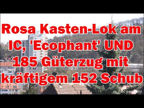 Rosa Kasten- Lok, Ecophant UND ein Güterzug mit 185 und kräftigem 152 Nachschub- hier ist was los!