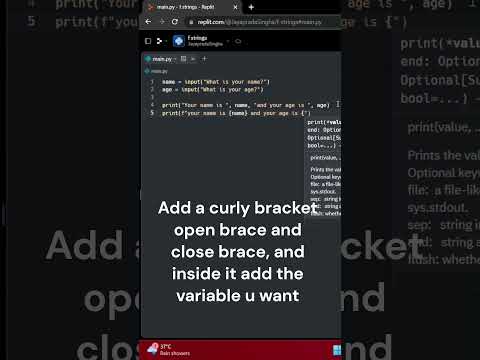 How to use f string in python. #coding #python #trending #shorts #fstring #strings #pythoncoding