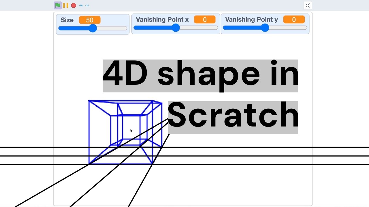 How to use One Point Perspective to Create a 4D Tesseract in Scratch | Scratch Tutorial!