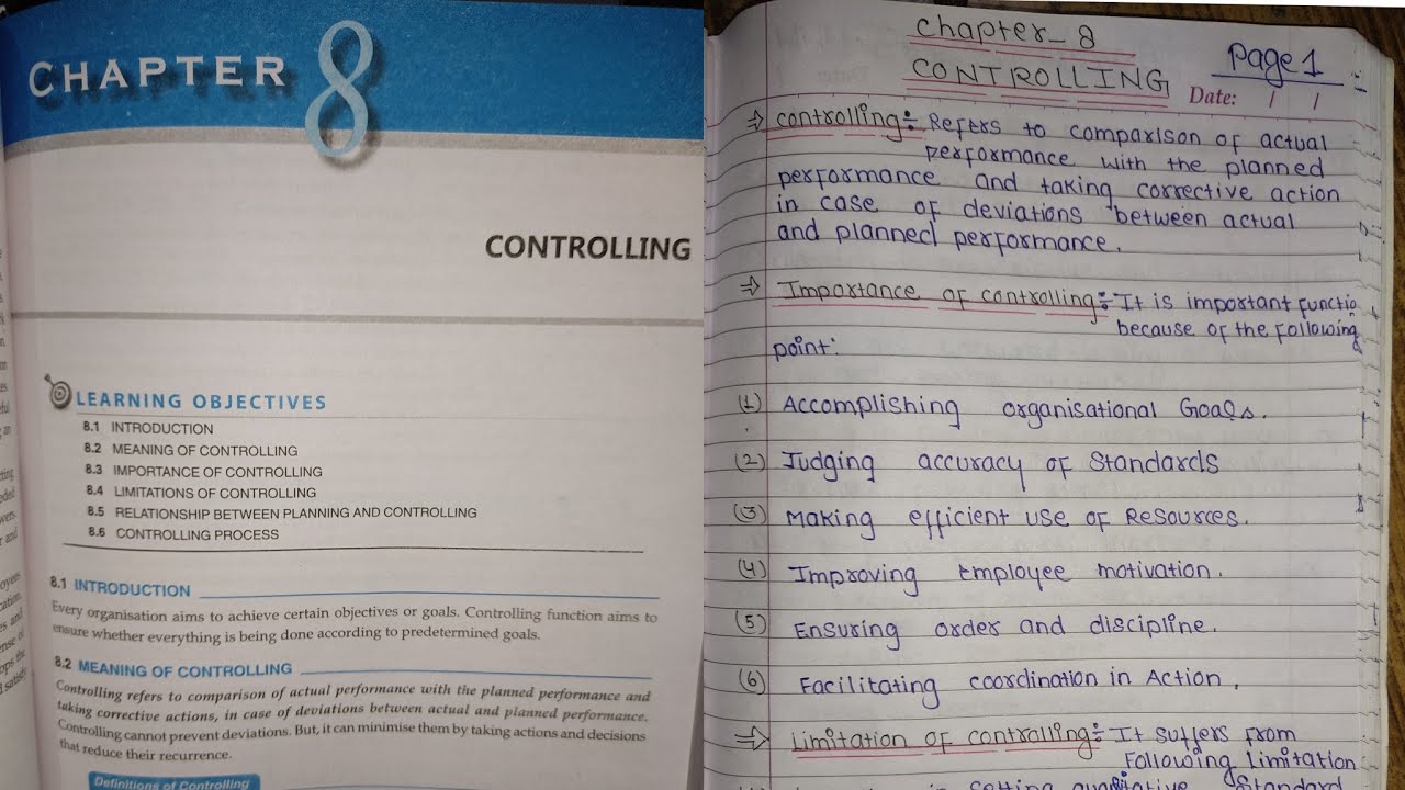 Notes for Class 12 Business Studies Chapter 8 - Controlling (pdf in description)
