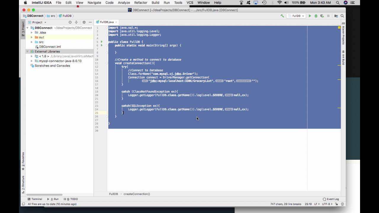 Connect, Query & Select with MySQL Workbench and IntelliJ on Mac