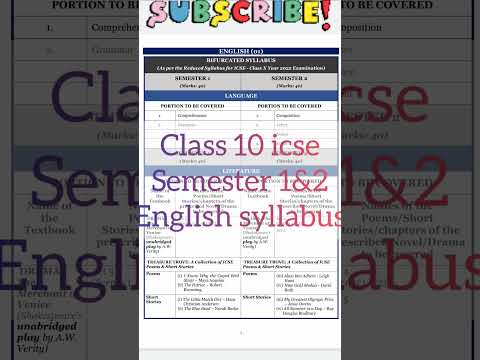 Class 10th icse semester 1&2 english syllabus