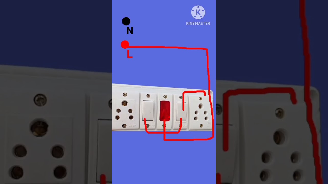 2 socket, 2 switch, 1 indicator #electrical #wiring diagram