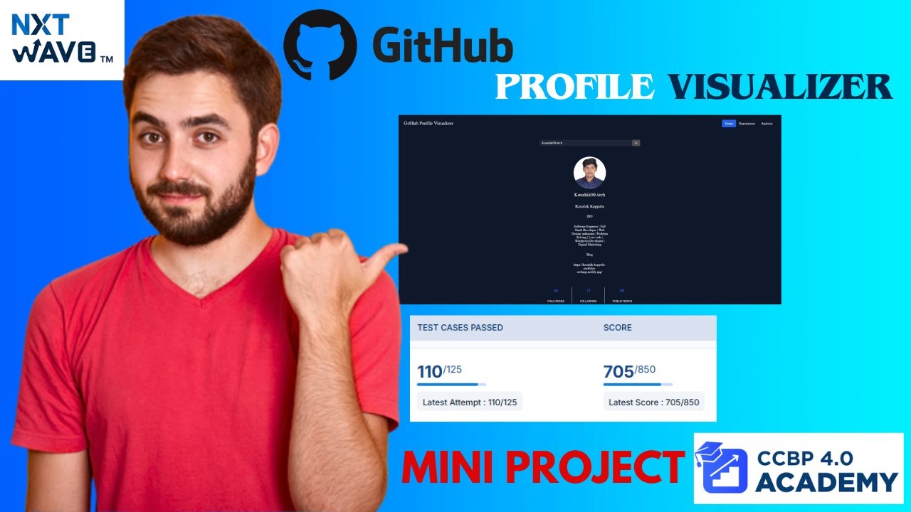 Github Profile Visualizer Mini Project | Nxtwave CCBP | React JS | With GitHub Link!