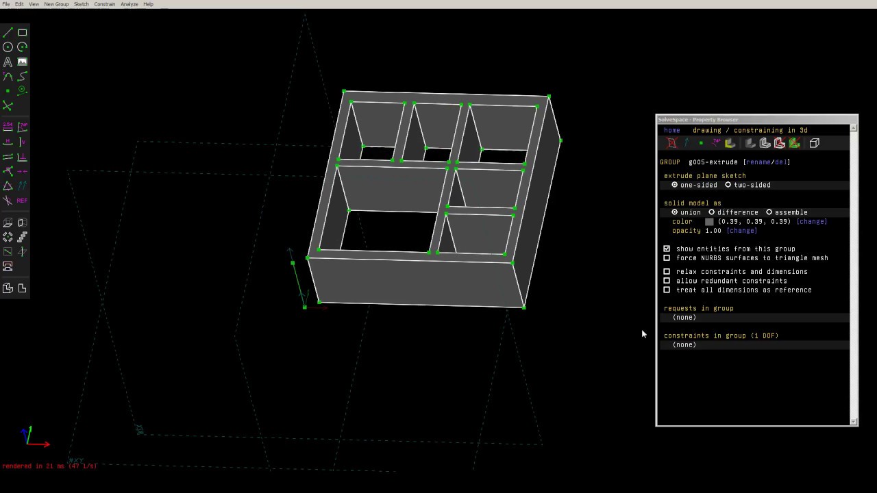 SolveSpace New Feature: Closed polygons areas and dimensions in meters for architectural purpose