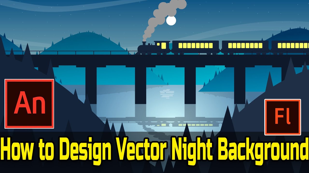 How to Design Vector Night Background | Adobe Animate CC Tutorial | Vector BG Design