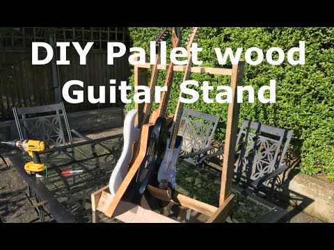 DIY reclaimed pallet wood guitar stand