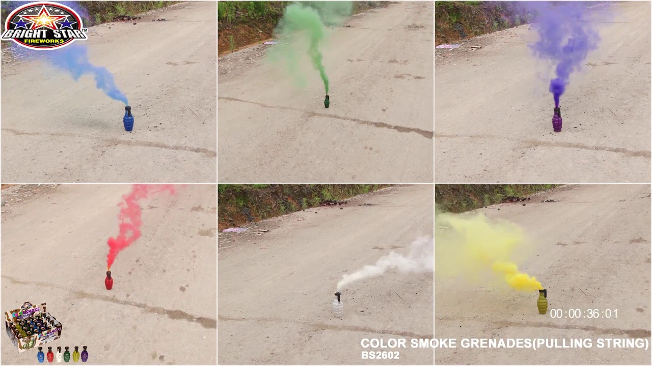 COLOR SMOKE GRENADES PULLING STRING BS2602 by Bright Star Fireworks
