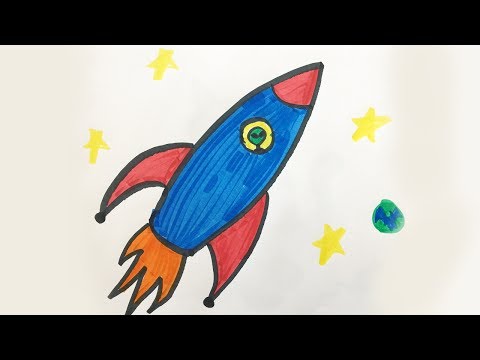 How to draw and color a Space Ship -for kids!