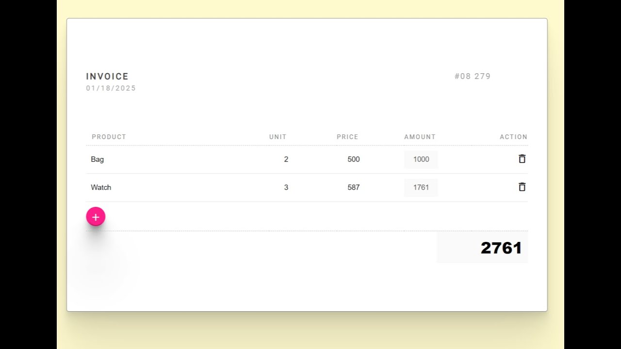 Dynamic Invoice Generator using HTML, JS #programming