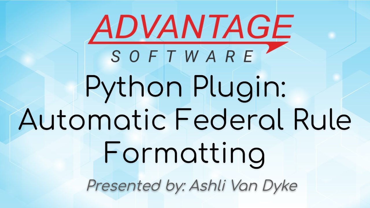 Python Plugin: Automatic Federal Rule Formatting