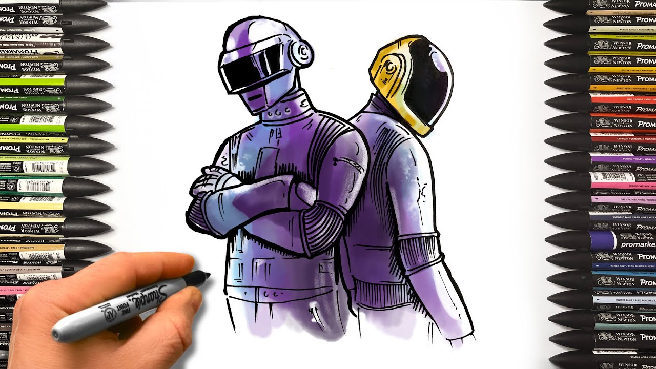 How to draw Daft Punk