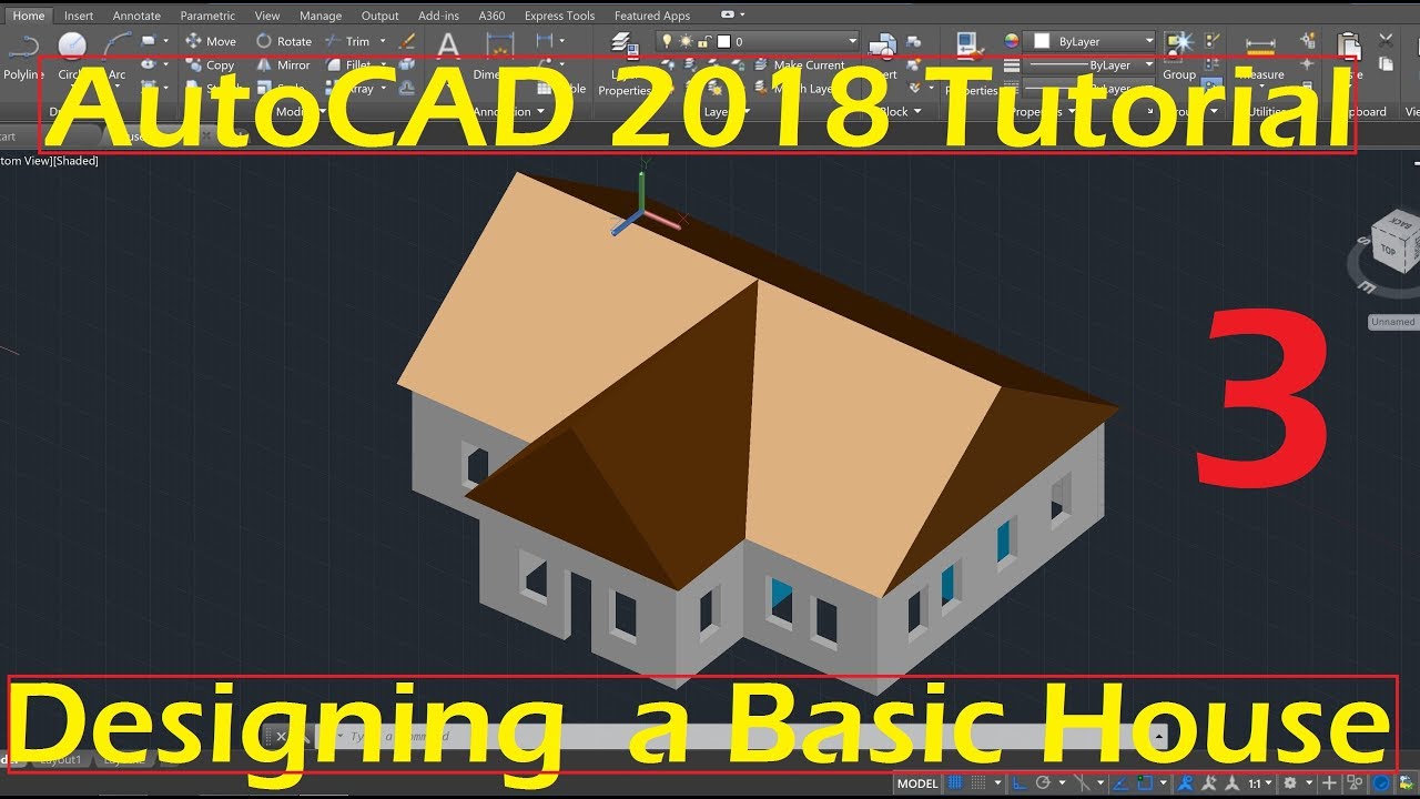 Beginner Tutorial 3 (AutoCAD 2018) - Designing a Basic House