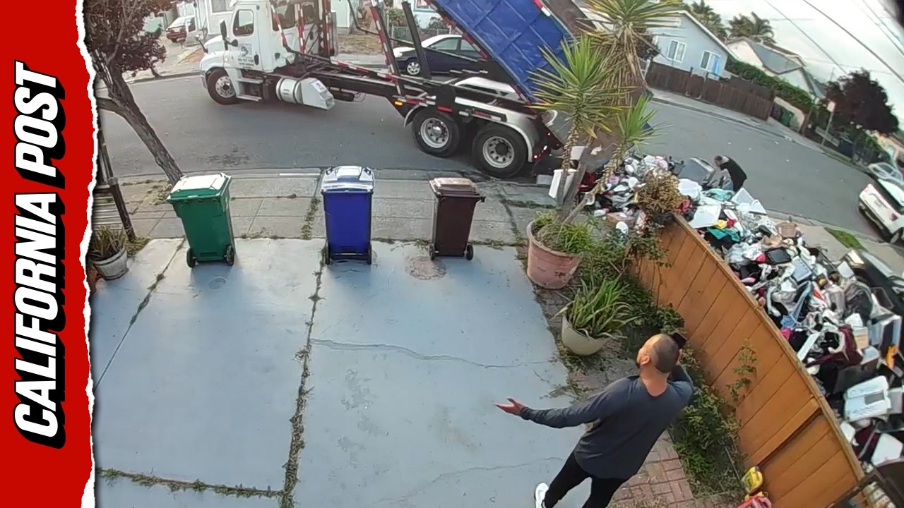 Crazy Video Shows Garbage Man DUMPING Loads of Trash on Resident's Driveway For Failing to Pay
