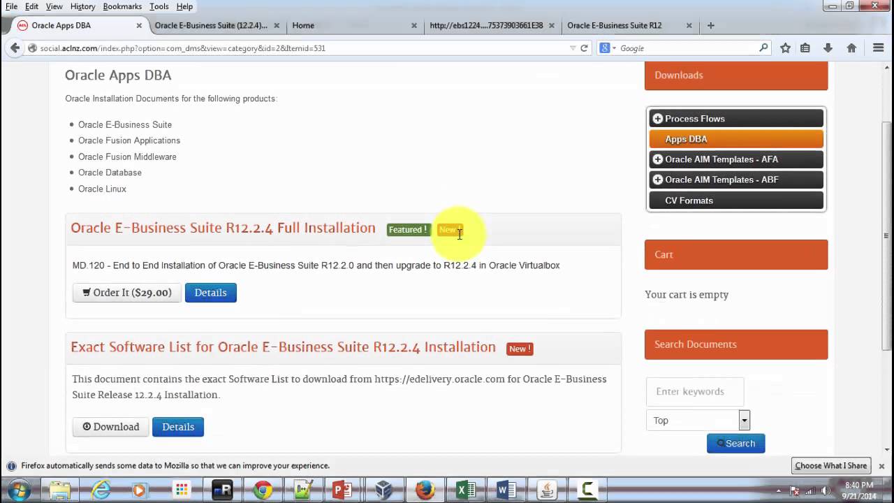 Exact Software List Required for Oracle E-Business Suite R12.2.4 Installation