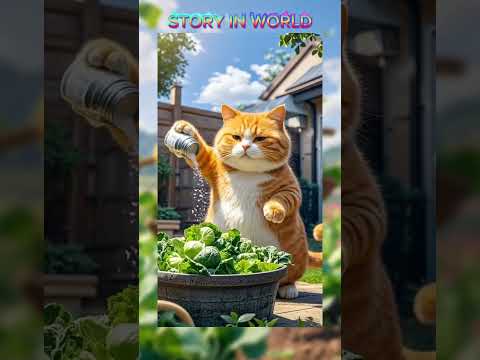 Cats are harvesting mustard greens in the garden #video #shortvideo #viralvideo
