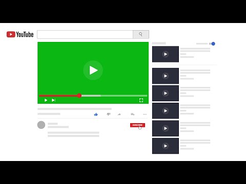 Animated YouTube video place holder, subscribe button and bell notification green screen