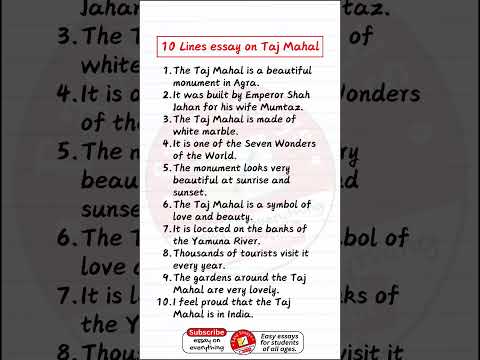 10 lines on taj mahal in english | essay on taj mahal in english 10 lines | taj mahal 10 lines