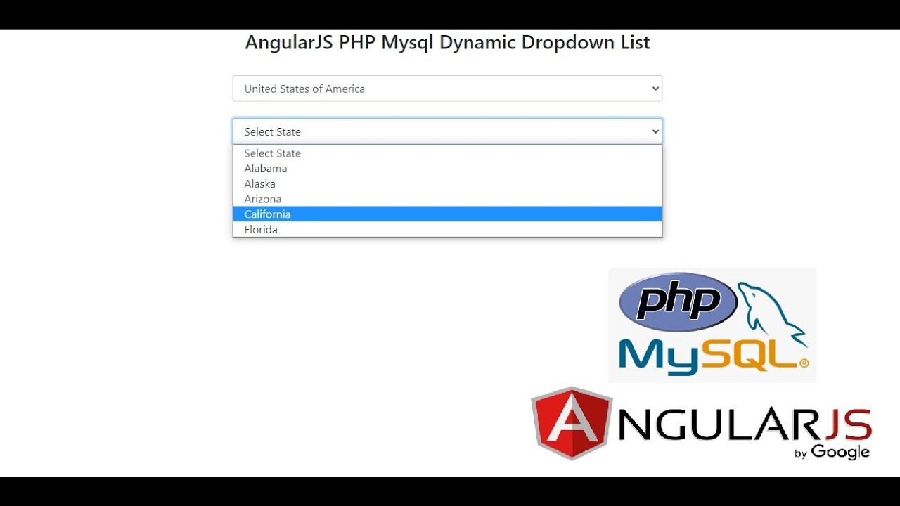 AngularJS PHP Mysql Dynamic Dropdown List