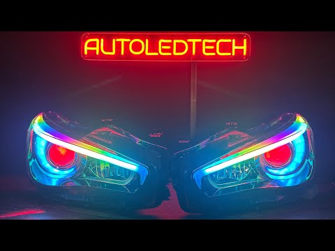 2014-2024 Infiniti Q50 RGBW Flow Series LED DRL headlights + BlueGhozt controller - AutoLEDTech