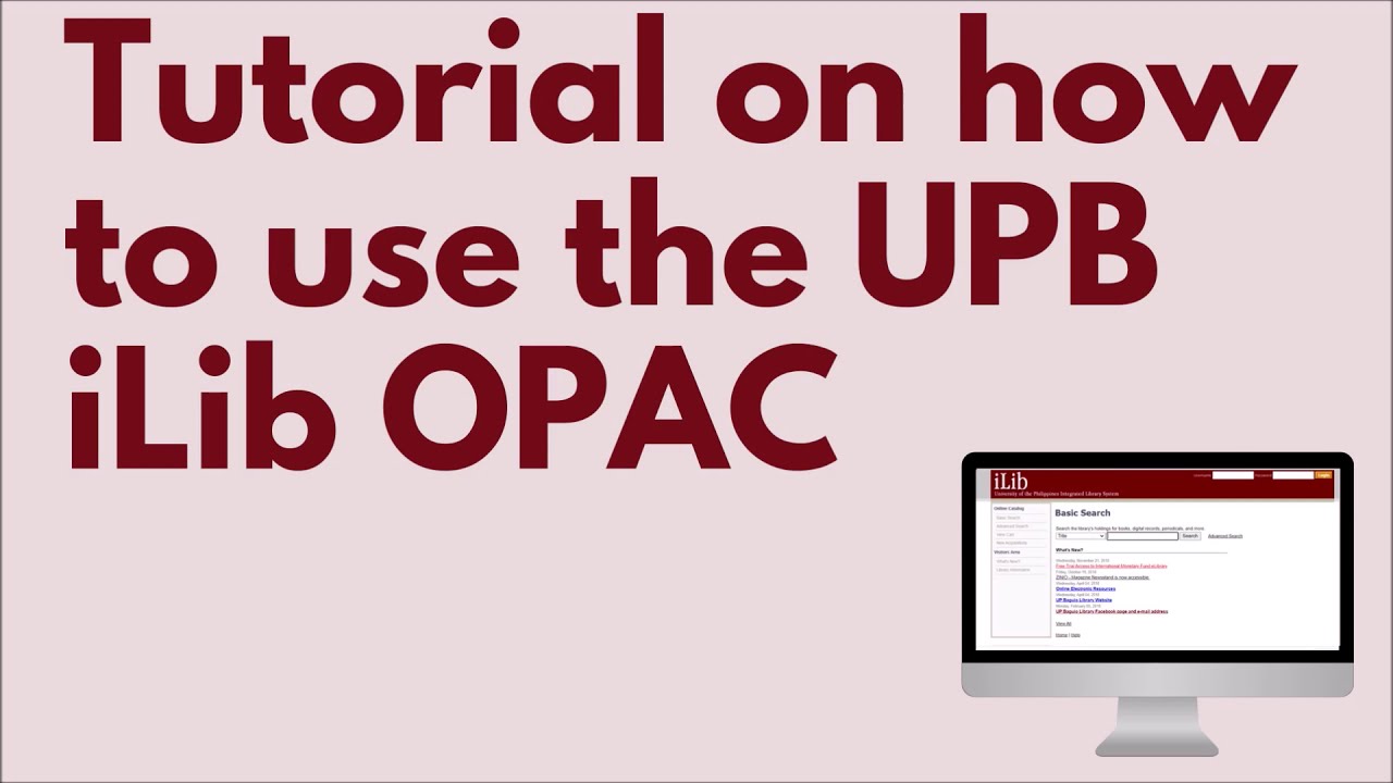 How to use the UP Baguio iLib OPAC