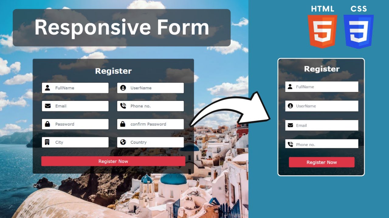 Responsive Registration Form using HTML and CSS | Responsive Form Design