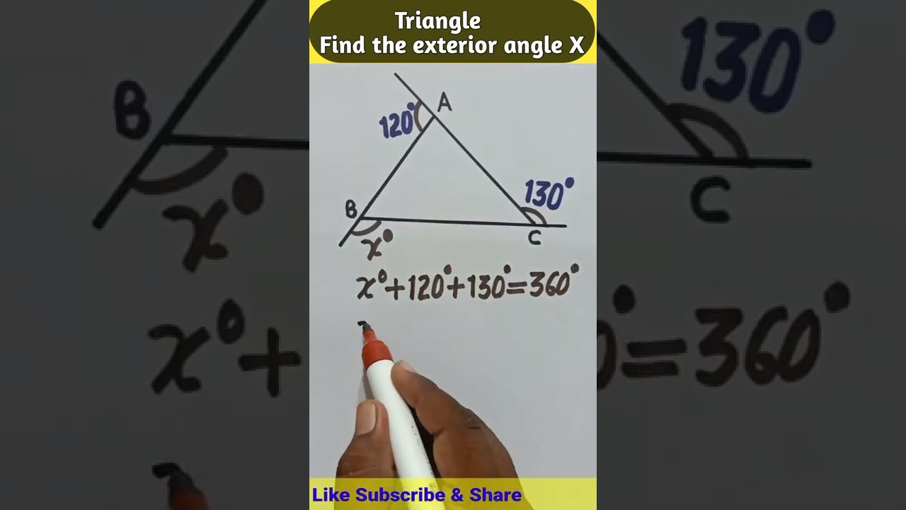 Triangle Find the exterior angle X || @Sky Struggle Education #short