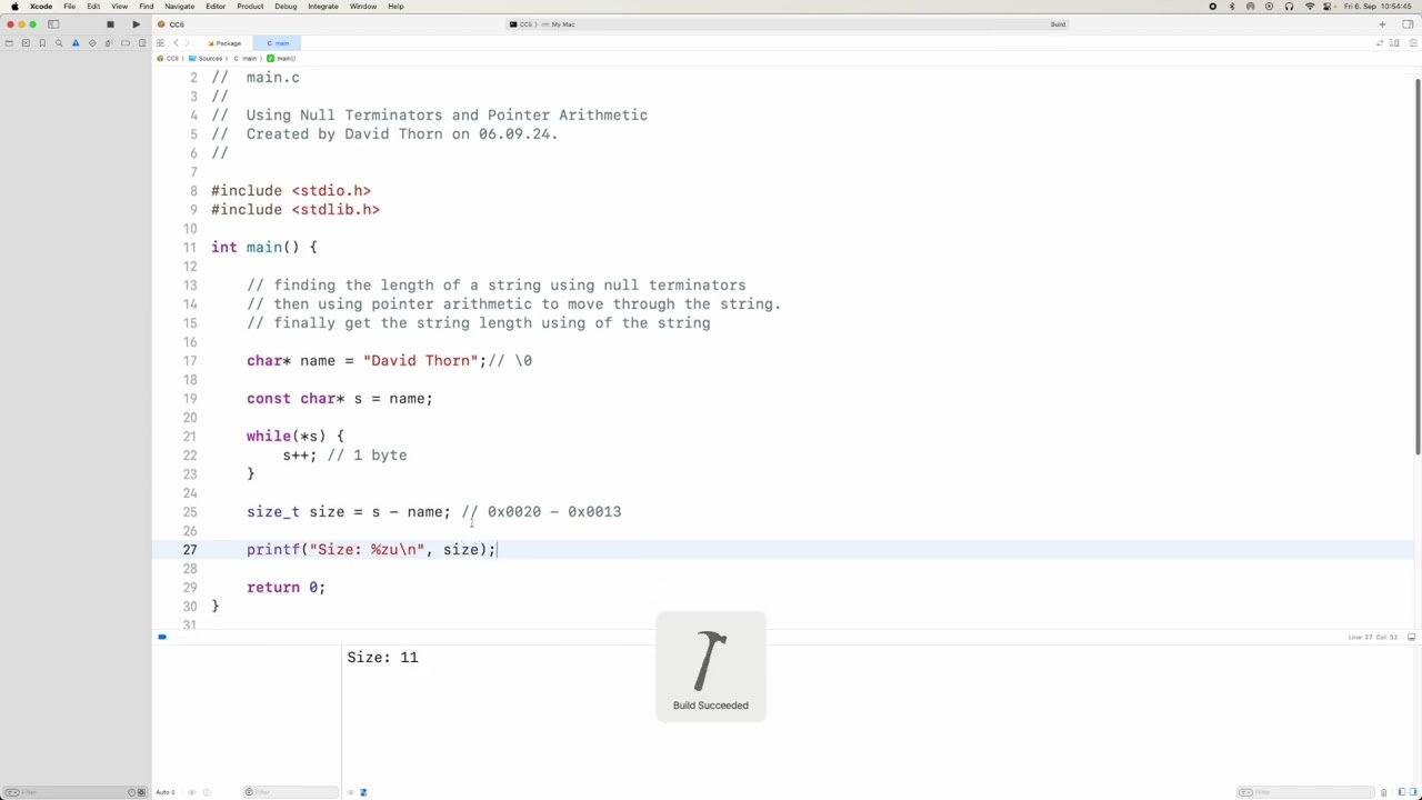 #135 C Programming - Using Null Terminators and Pointer Arithmetic