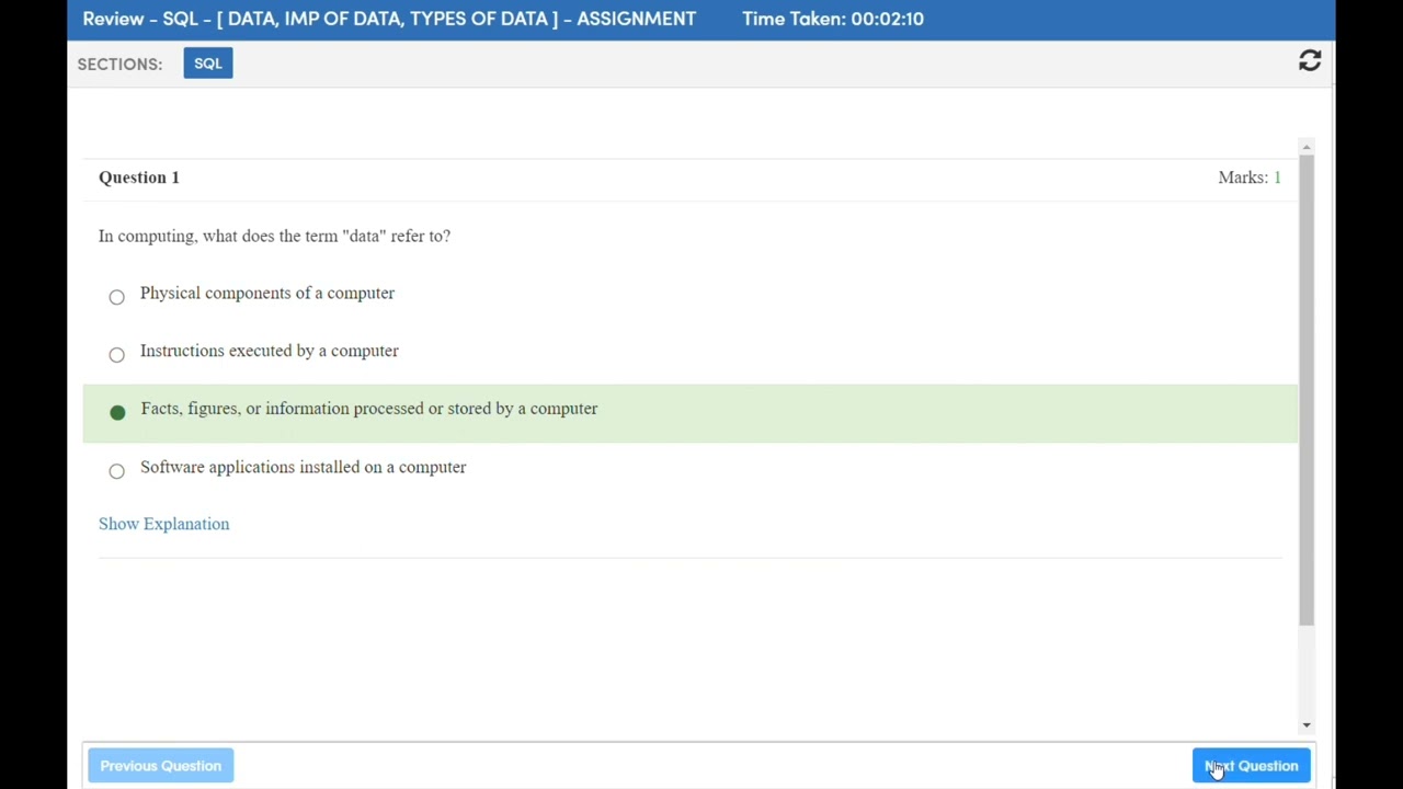 Quiz 32 -  Section - 2 - DATA, IMP OF DATA, TYPES OF DATA- Kodnest Dream Factory  - Java Full Stack