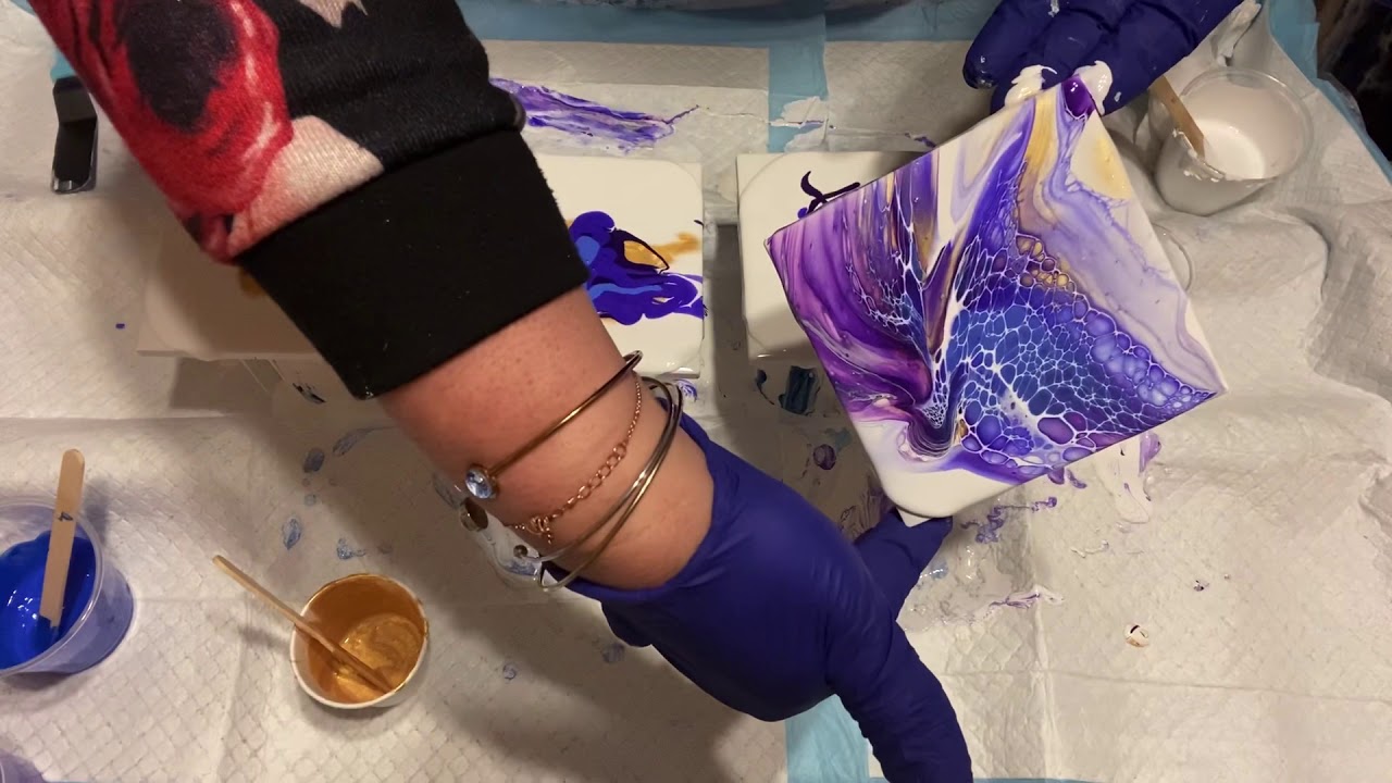 #27 BLOOM TECHNIQUE ON TILES. #acrylicpouring #dutchpour #fluidart