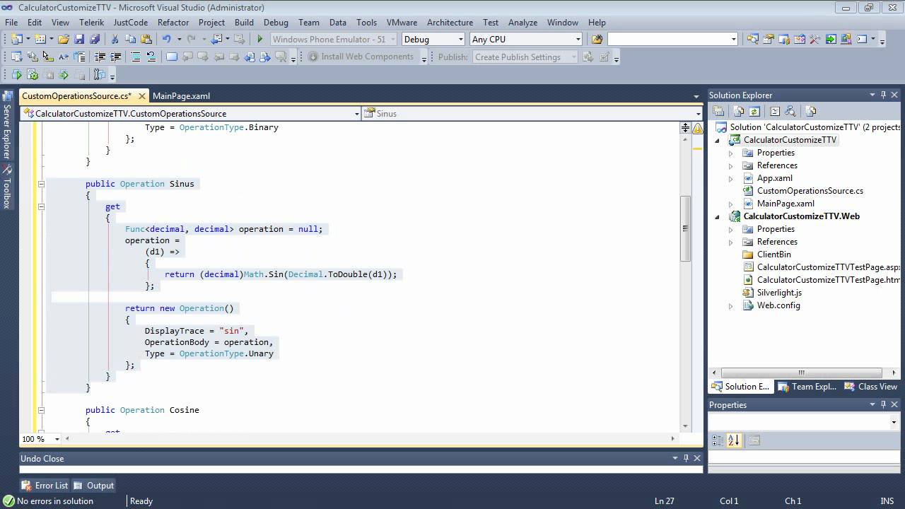 Calculator - Part 2: Creating Custom Operations (Silverlight & WPF)