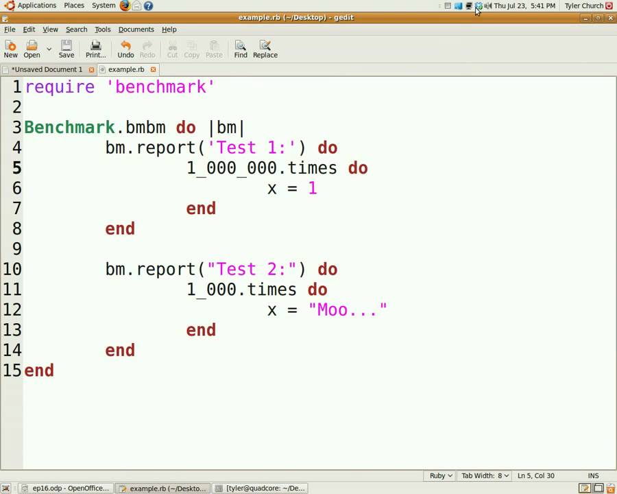 Programming With Ruby Episode 16, Benchmarking