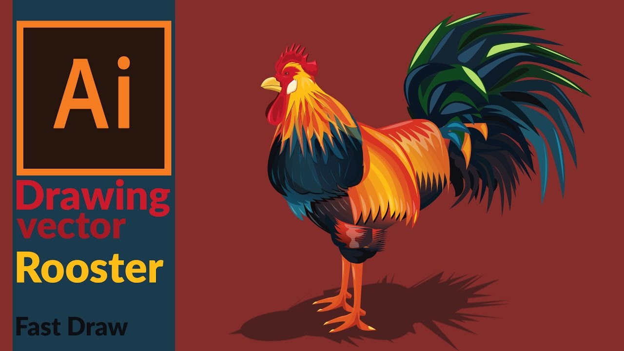 How to draw a vector Rooster in adobe illustrator