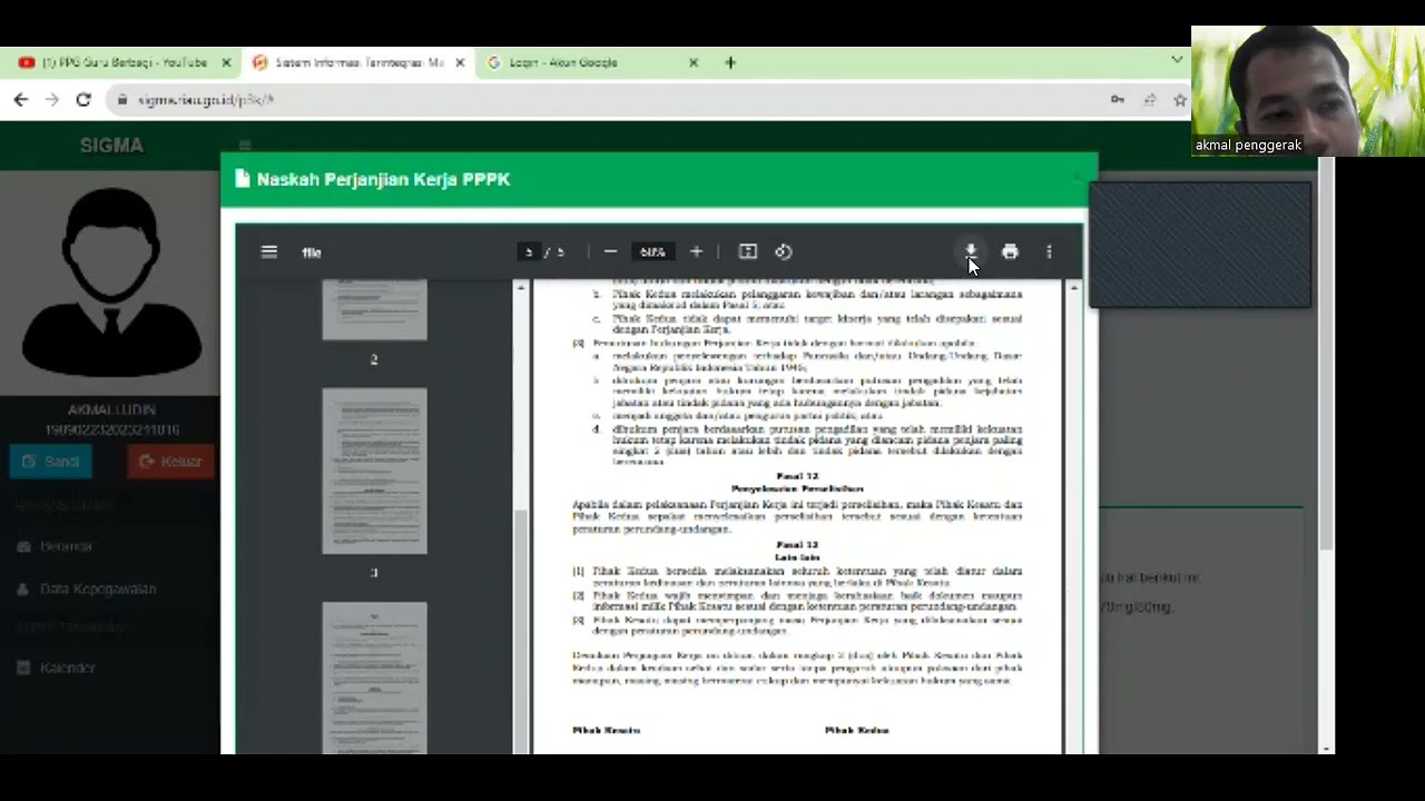 cara download dan cetak naskah perjanjian kontrak pppk guru riau