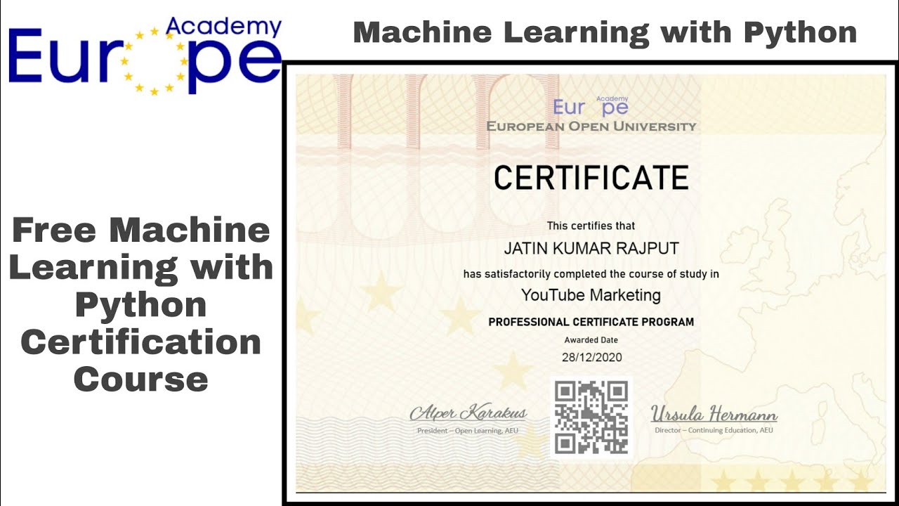Machine Learning with Python Certification Course | Free Certificate of Machine Learning with Python