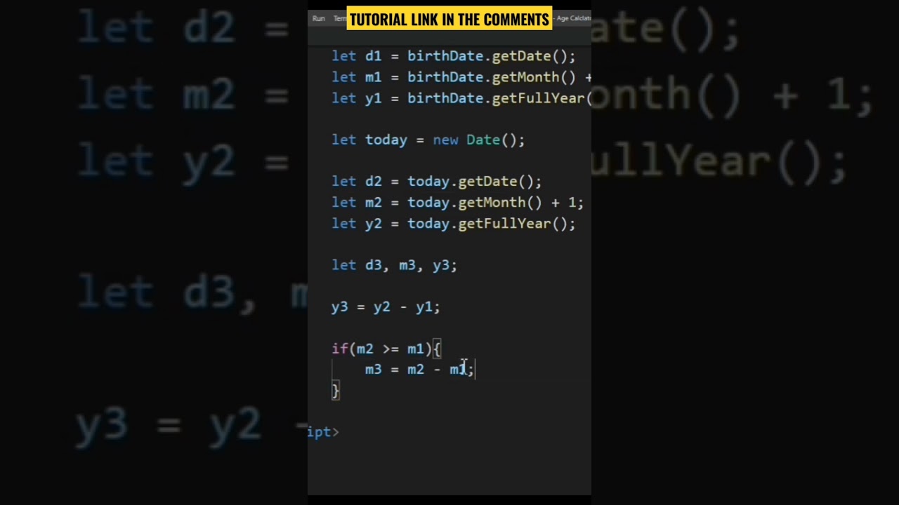 Age calculator using HTML CSS and JavaScript | short #coding #code #htmlcss  #javascript