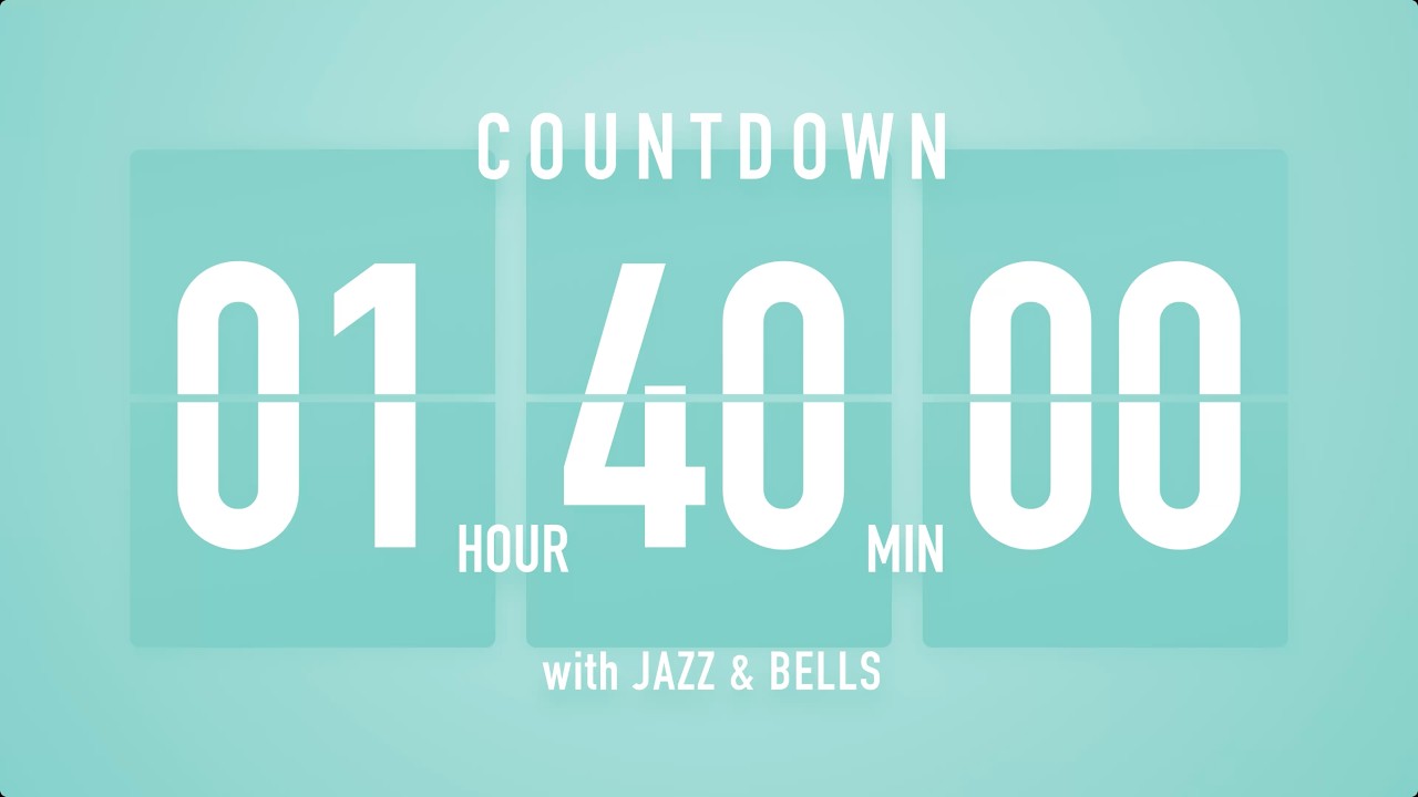 1 Hour 40 Minutes Timer Countdown Timer 🎶 Flip Clock with Jazz & Bells 🍵🔔
