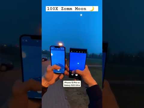 100x zooming Moon 🌙 iphone 14 pro max vs samsung s22 ultra 🤕#shorts kon ha winner 🏆