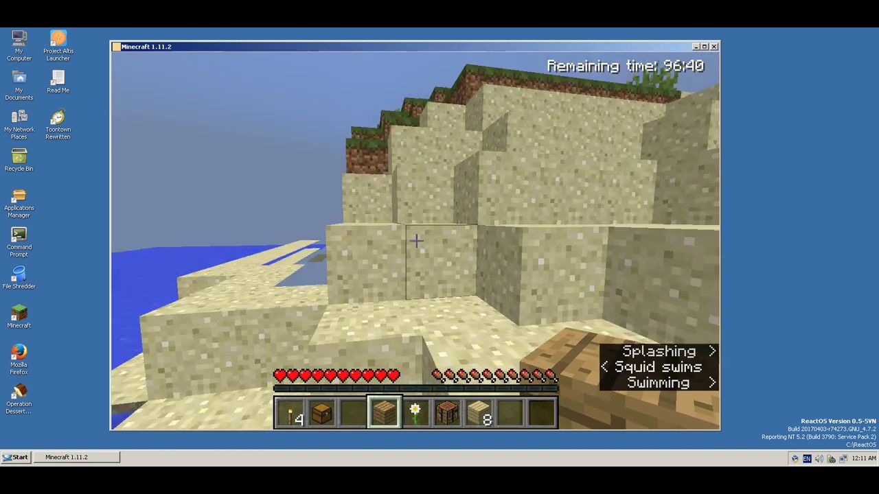 Minecraft Demo 1.11.2 running in ReactOS