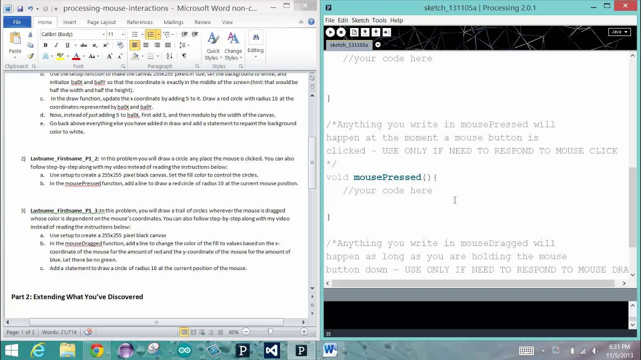 Processing - Mouse Interaction - Problem 2