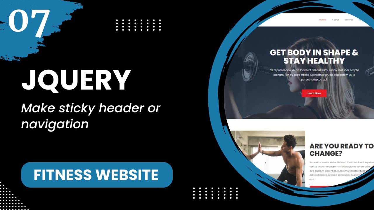 jQuery #7 - Make sticky header or navigation