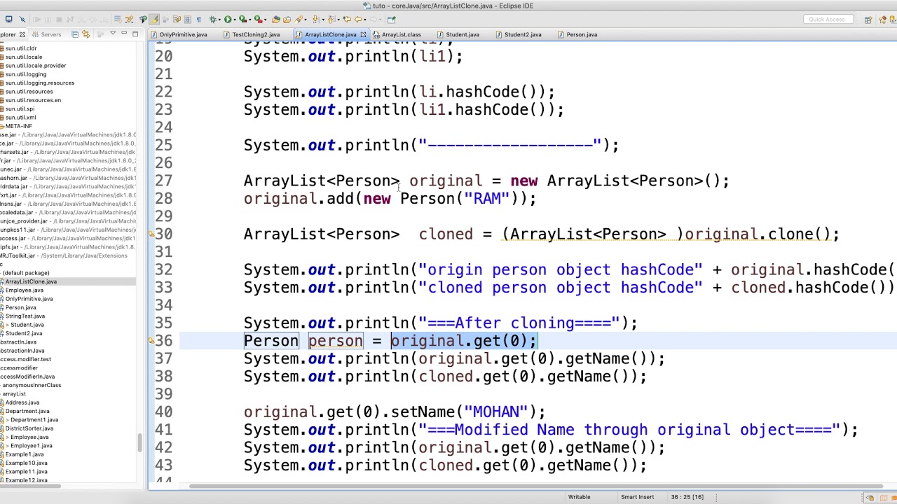 Clone Method in ArrayList Video-22