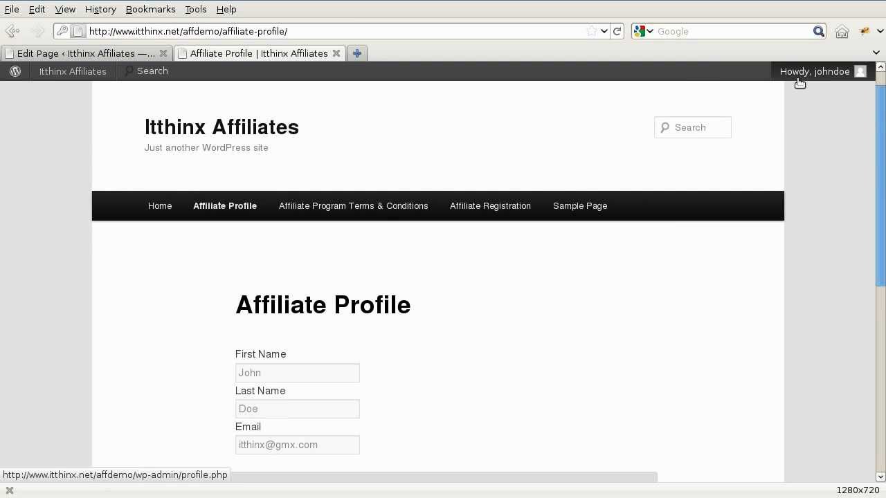 Affiliates - How to set up an affiliate profile page